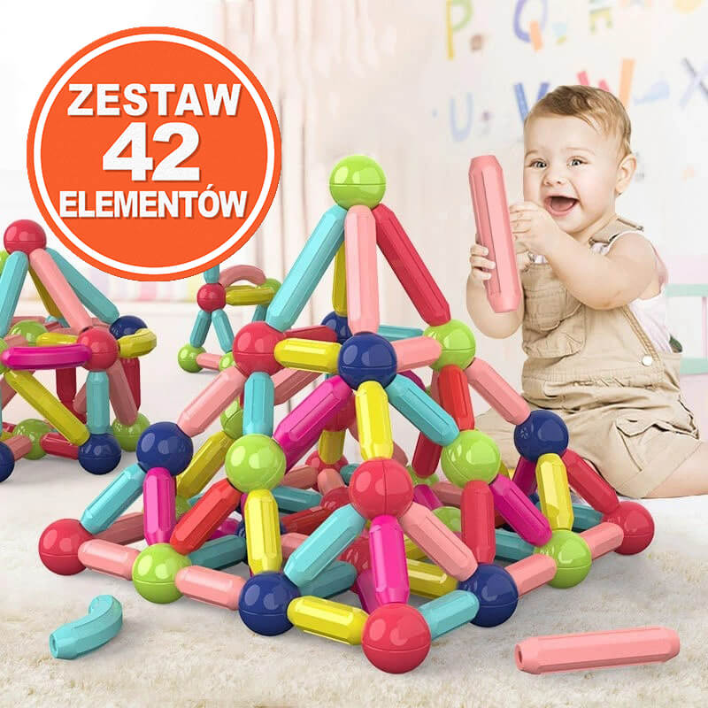 Zestaw magnetycznych klocków konstrukcyjnych dla dzieci (42 elementy ...